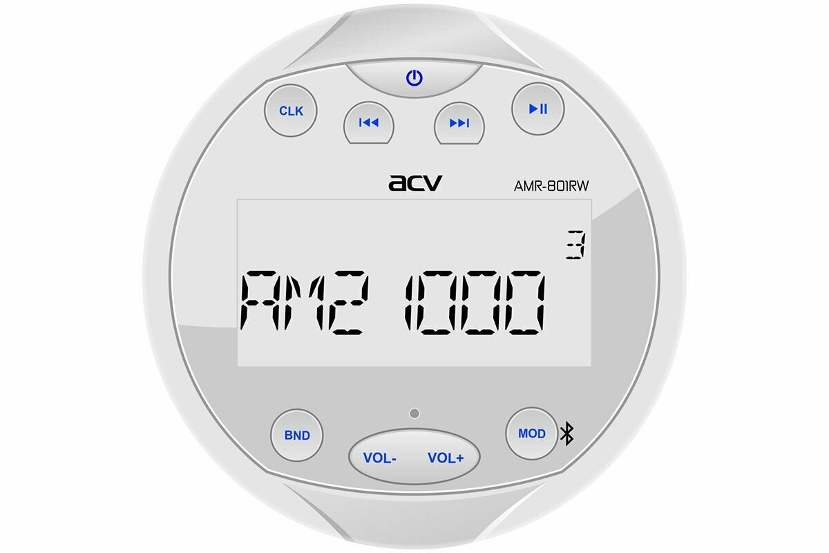 Морская магнитола ACV AMR-801RW с Bluetooth, USB, AUX, 4х40 Вт, IPx5
