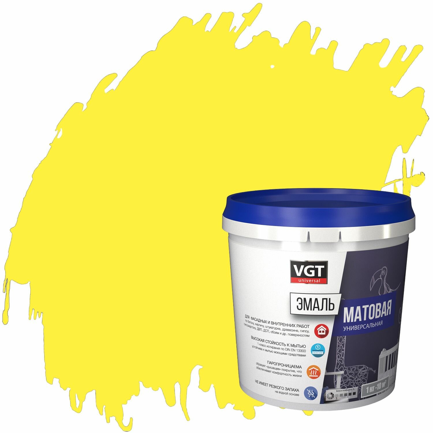 Эмаль универсальная матовая ВД-АК-1179 VGT (1кг) желтый RAL 1018