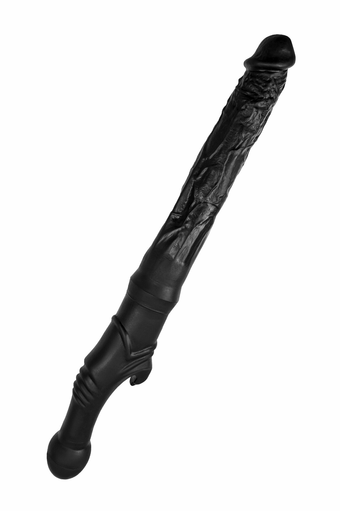Черный двусторонний фаллоимитатор «Вразумитель» с шипом, цвет Черный, размер 52 см
