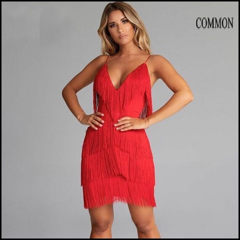 Женское сексуальное платье с бахромой