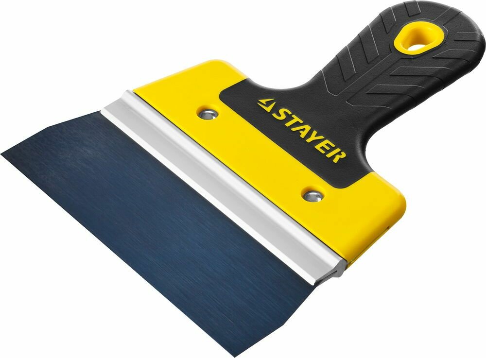 Фасадный шпатель STAYER Flat, 150 мм, усиленная алюминиевая направляющая, двухкомпонентная ручка, анодированный Professional 10045-15