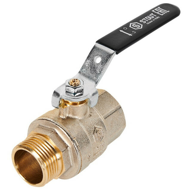 STOUT кран шаровой полнопроходной 3/4 ВР/НР с латунной ручкой для водоснабжения