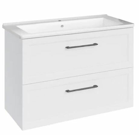 Тумба с раковиной ASB-мебель Белмонти 85 подвесная, умывальник Оскар 85, Софт белый