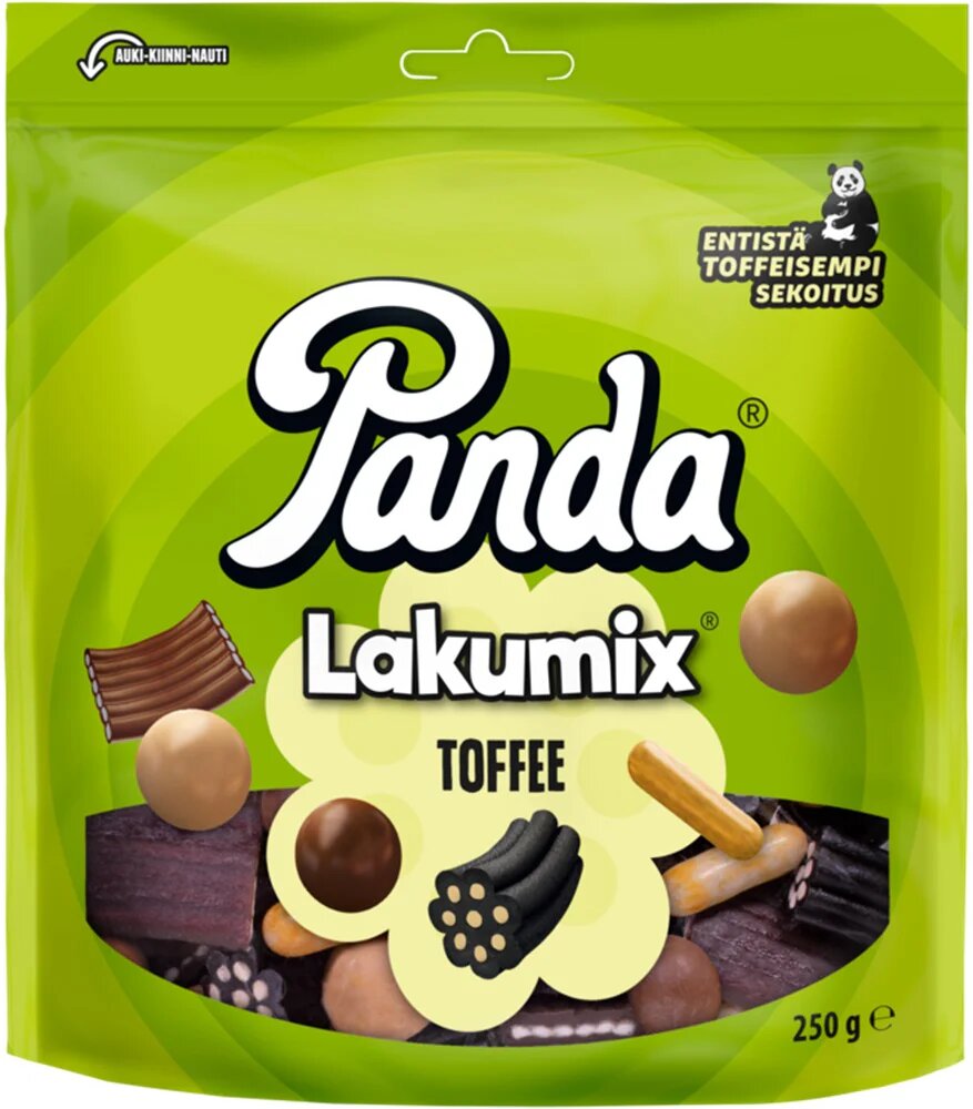 Жевательный мармелад с лакрицей и карамелью Panda LakuMix Toffee, 250 г (Финляндия)