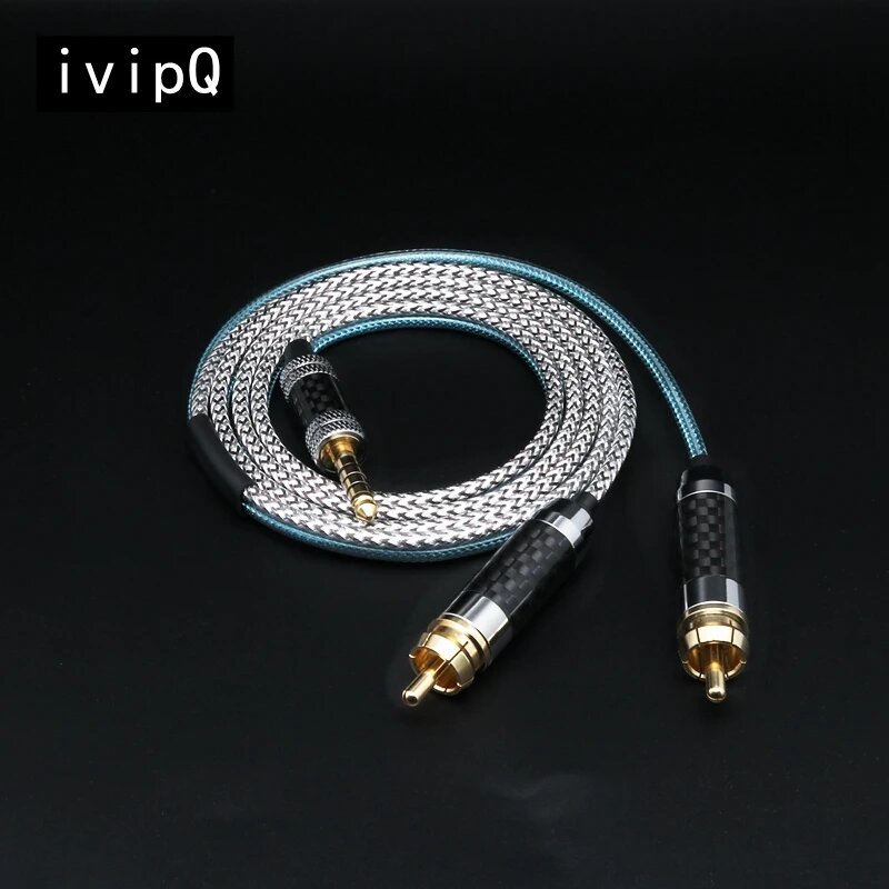 Кабель IvipQ HiFi 3,5 мм до 2 RCA стерео аудио кабель 7N OCC посеребренный экранированный кабель RCA аудио-кабель Y-сплиттер для усилителя микшера