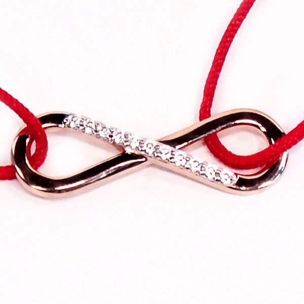 Браслет, красное золото, 585 проба, фианит