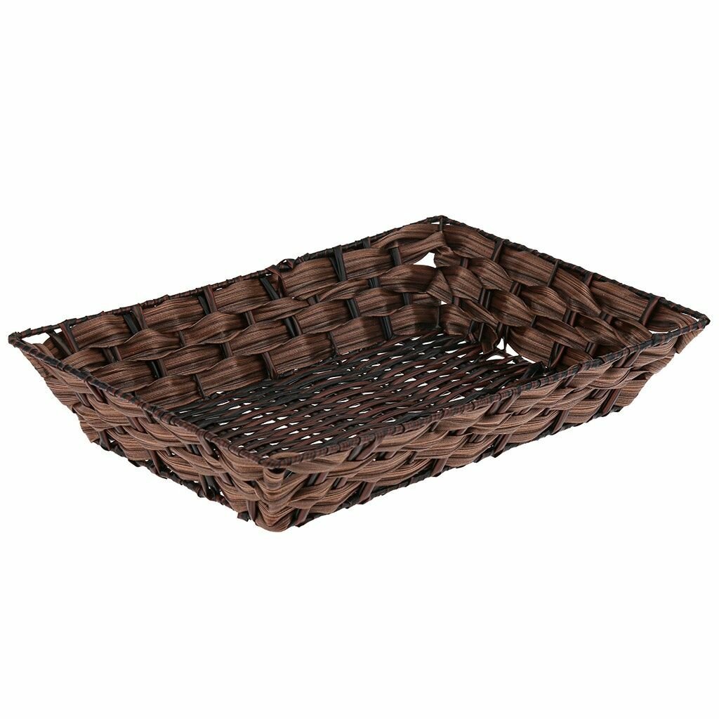 Корзина-сухарница КНР плетеная, 34х24 см, высота 6,5 см, полипропилен, металлический каркас, форма прямоугольная