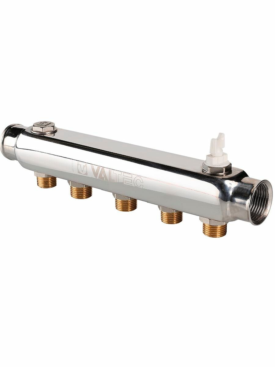 Коллектор VALTEC 1" на 5 выходов 1/2"Н нерж. м/о 100 мм VTc.510. SS.060405