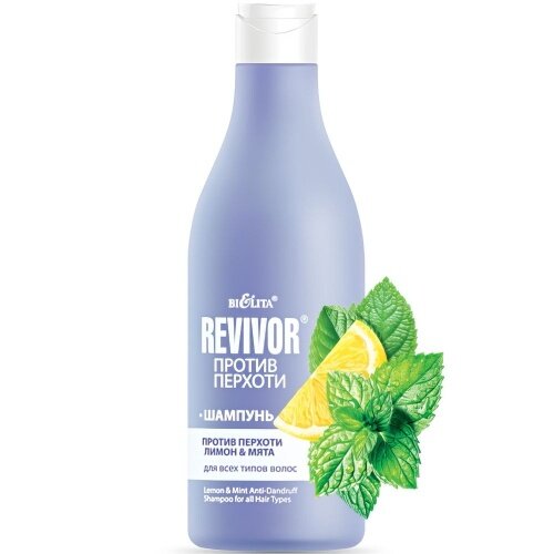 Шампунь для волос Белита, Revivor Лимон&Мята, для всех типов волос, против перхоти, 500 мл