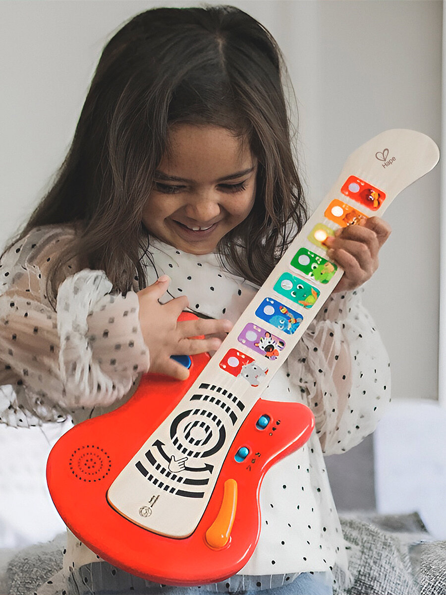 Hape Серия Волшебное прикосновение - Музыкальная игрушка для малышей "Гитара", сенсорная, красная 12805_HP
