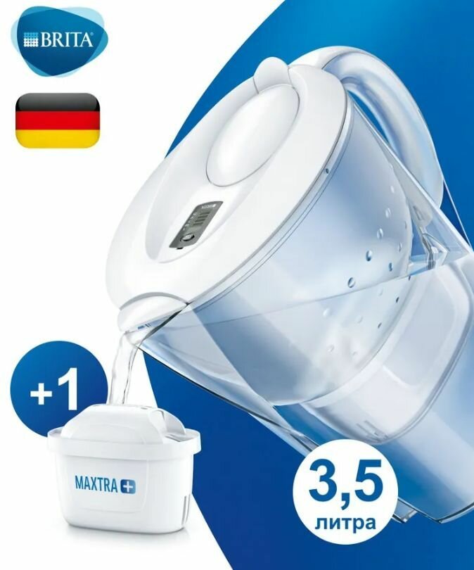 Фильтр для воды кувшин Брита Marella XL 3.5 белый с 1 шт сменный картридж для воды Brita MAXTRA+ Универсальный
