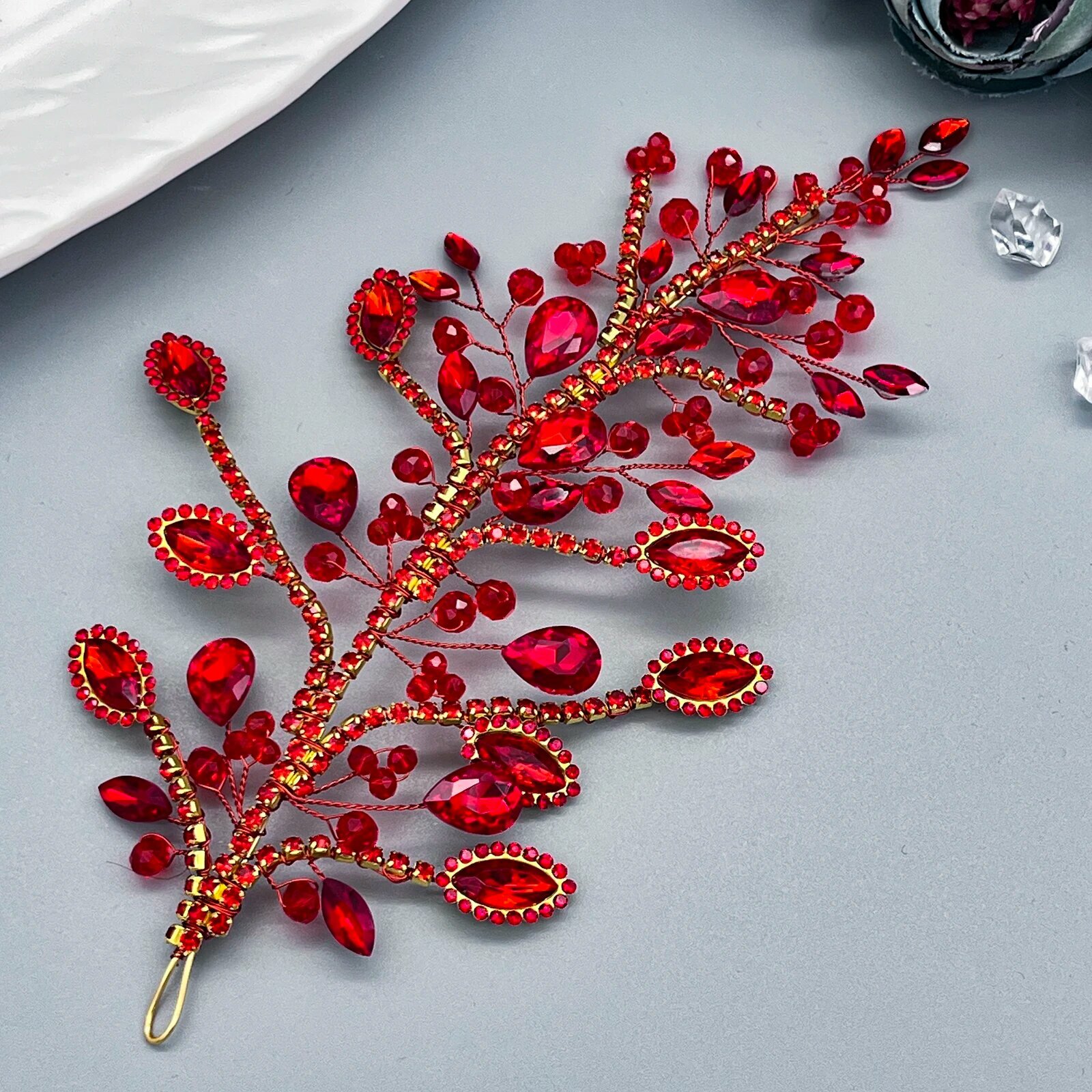 Свадебная диадема Snow Beauty шампанского цвета Бордовый, DZ253-Red