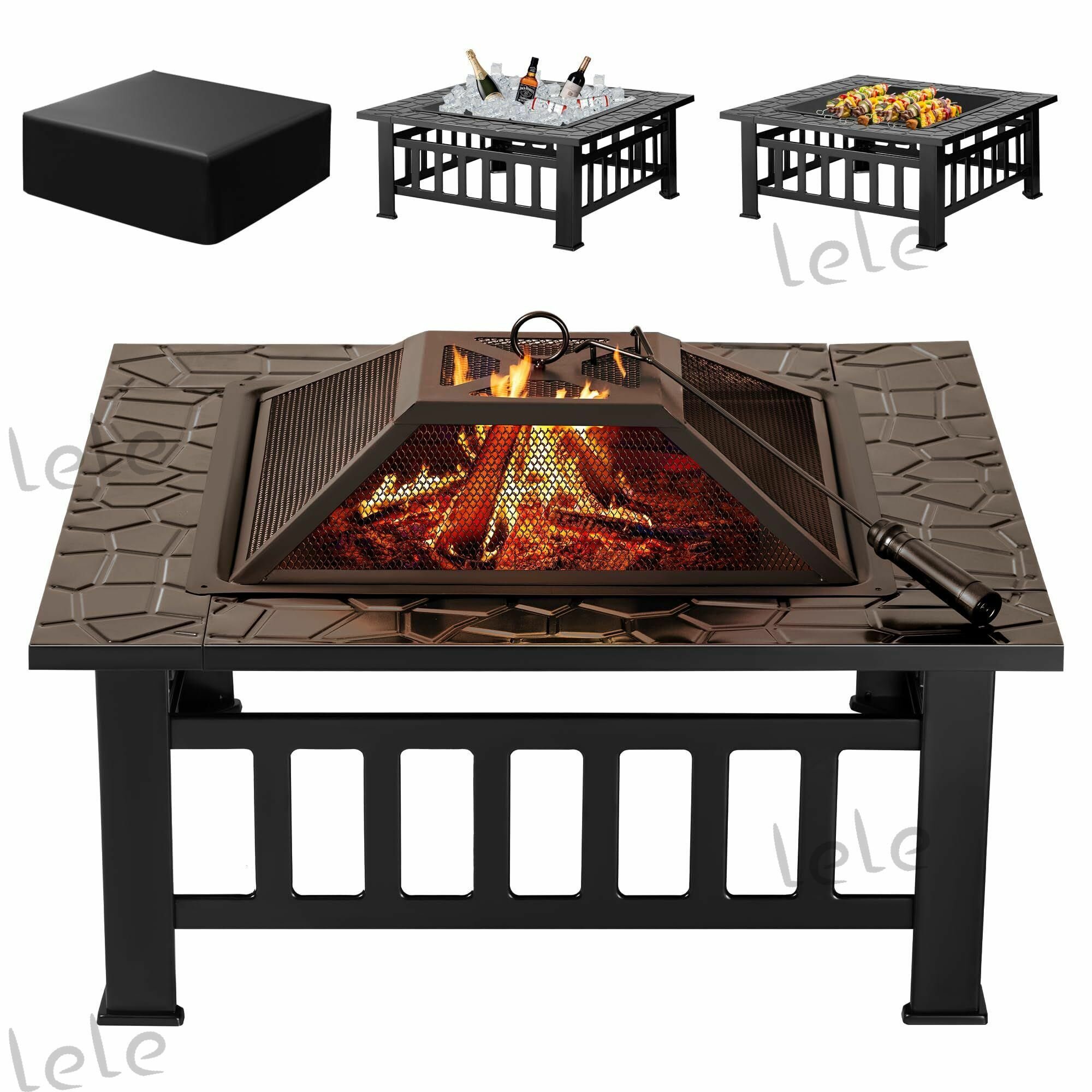 Костровая чаша, квадратная,81*81*50 см, 3 в 1lele