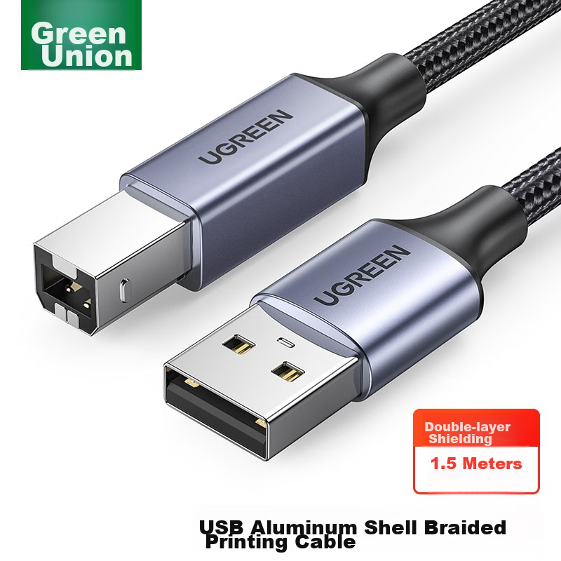 UGREEN Printer Data Cable, USB 2.0 AM/BM Square Connector, High-Speed Printing Cable, Universal for HP, Canon, Epson Printer Connection Cable, 1.5 Meters, 80802
