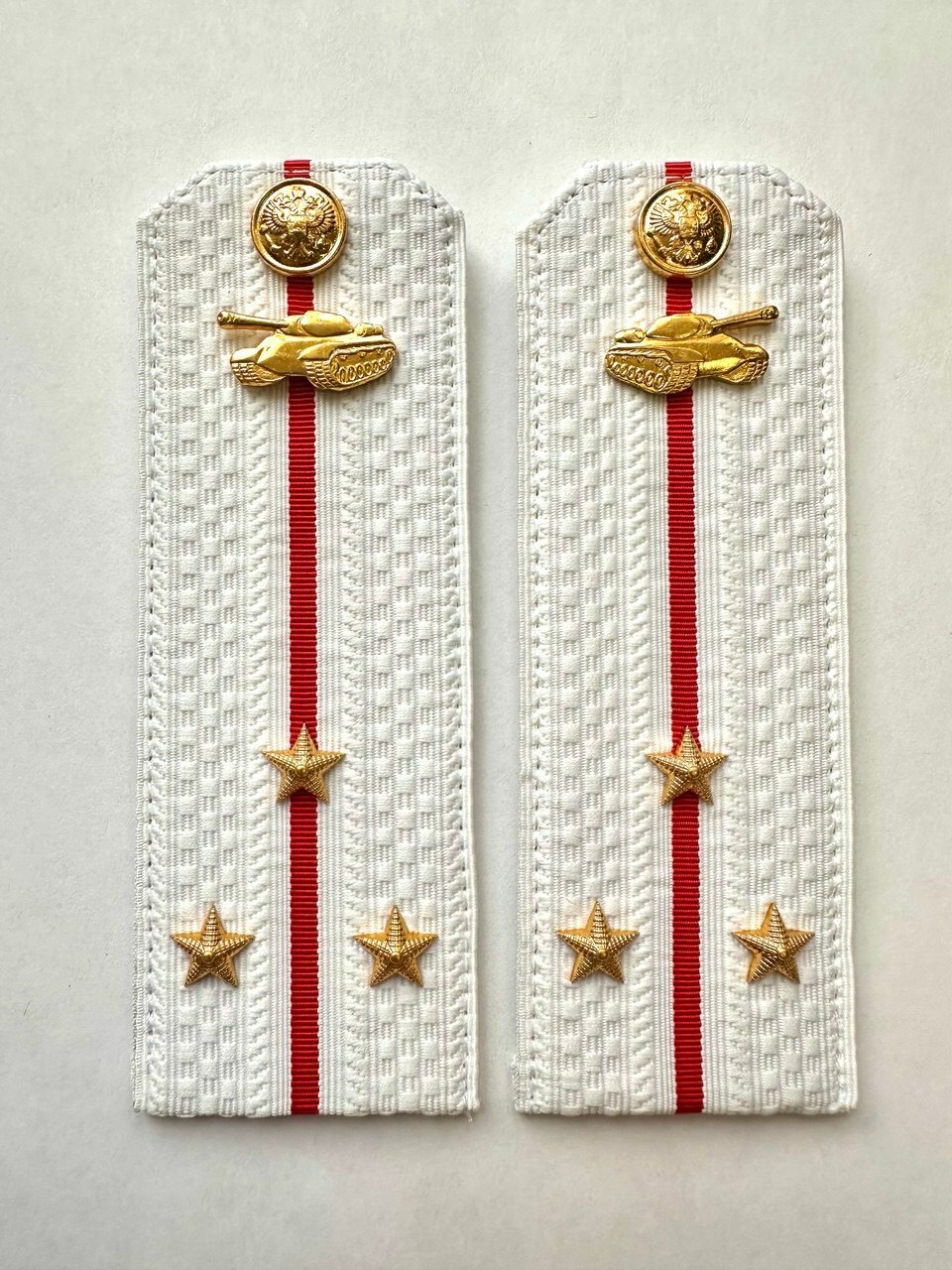 Погоны Мо Танковые войска белые звание Старший Лейтенант Картон