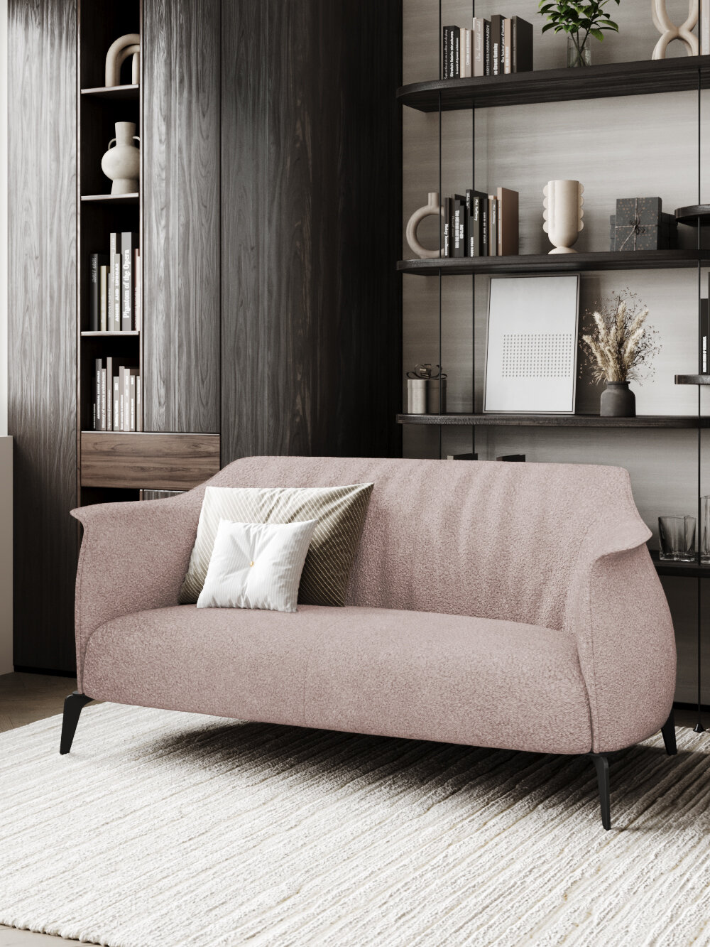 Диван дизайнерский BELLO, букле цвет BRAVO NATURAL 144х63х79 см