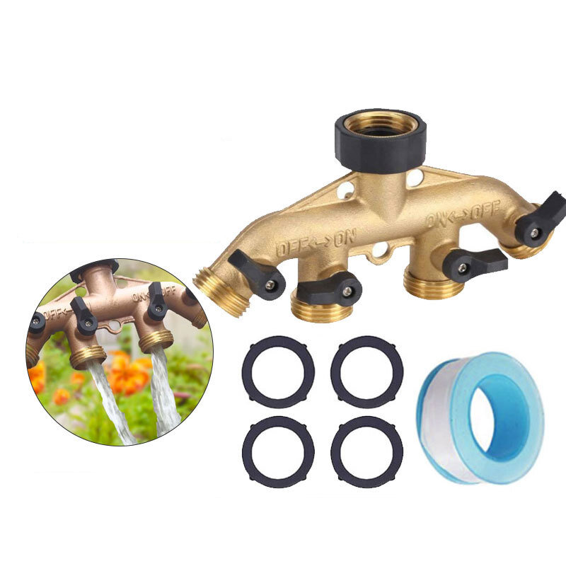 Разветвитель MyPads, насадка на шланг на 4 разъема с перекрытием на каждый выход, на шаровый кран