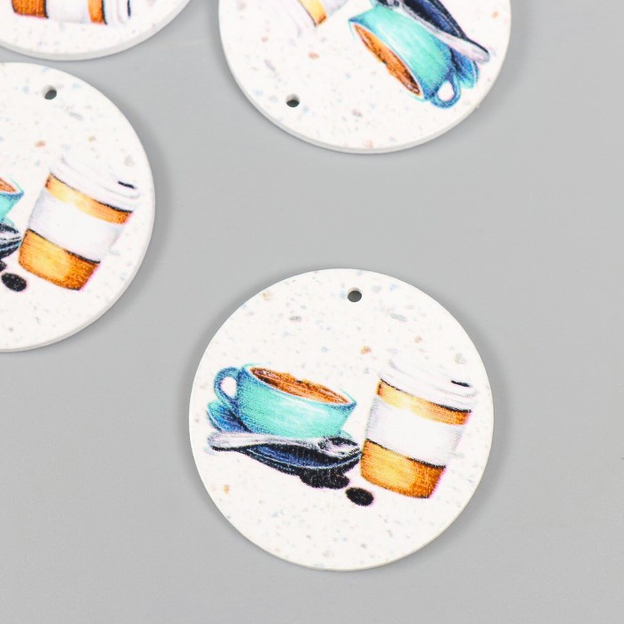 Декор для творчества Арт Узор "Круг. Перерыв на кофе", дерево, диаметр 4 см