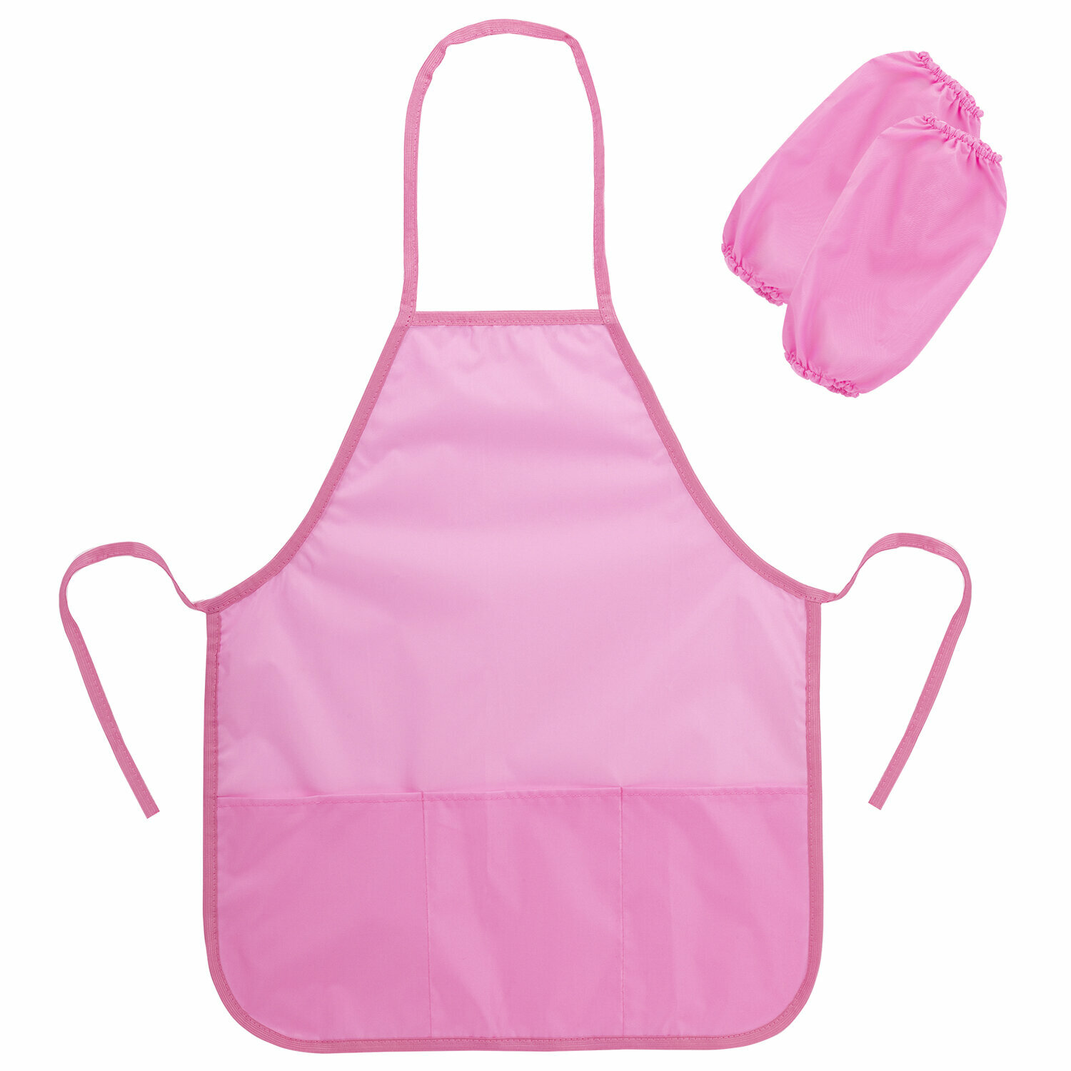 Фартук с нарукавниками для уроков труда Пифагор розовый, 3 кармана, стандартный размер, 44х55 см