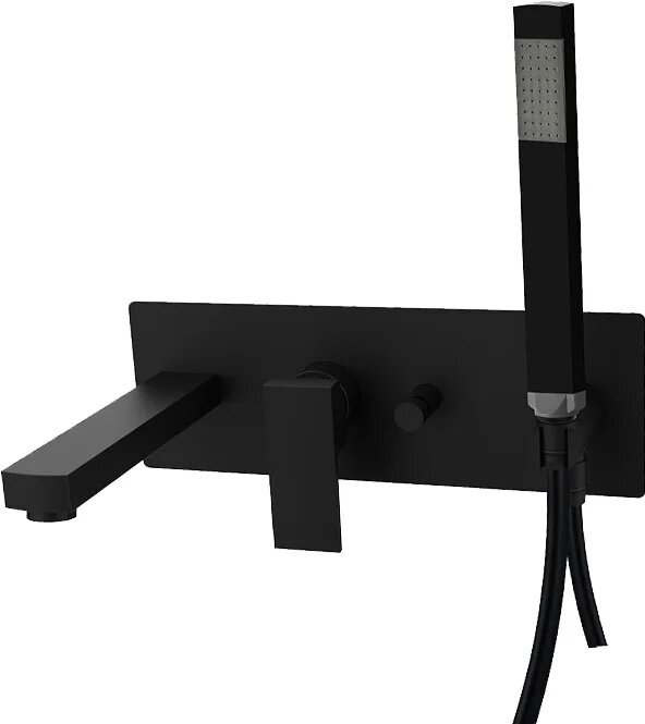 Встраиваемый смеситель для душа и ванны Paffoni Elle EL001NO С внутренней частью, с лейкой, с изливом, латунный, из нержавеющей стали, рычажный, настенный, черный, матовый, с керамическим картриджем