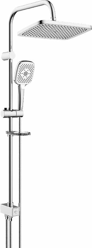 Душевая стойка Lemark LM8811C хром, глянцевая, душевая система с тропическим душем, без смесителя, с девиатором, нержавеющая сталь