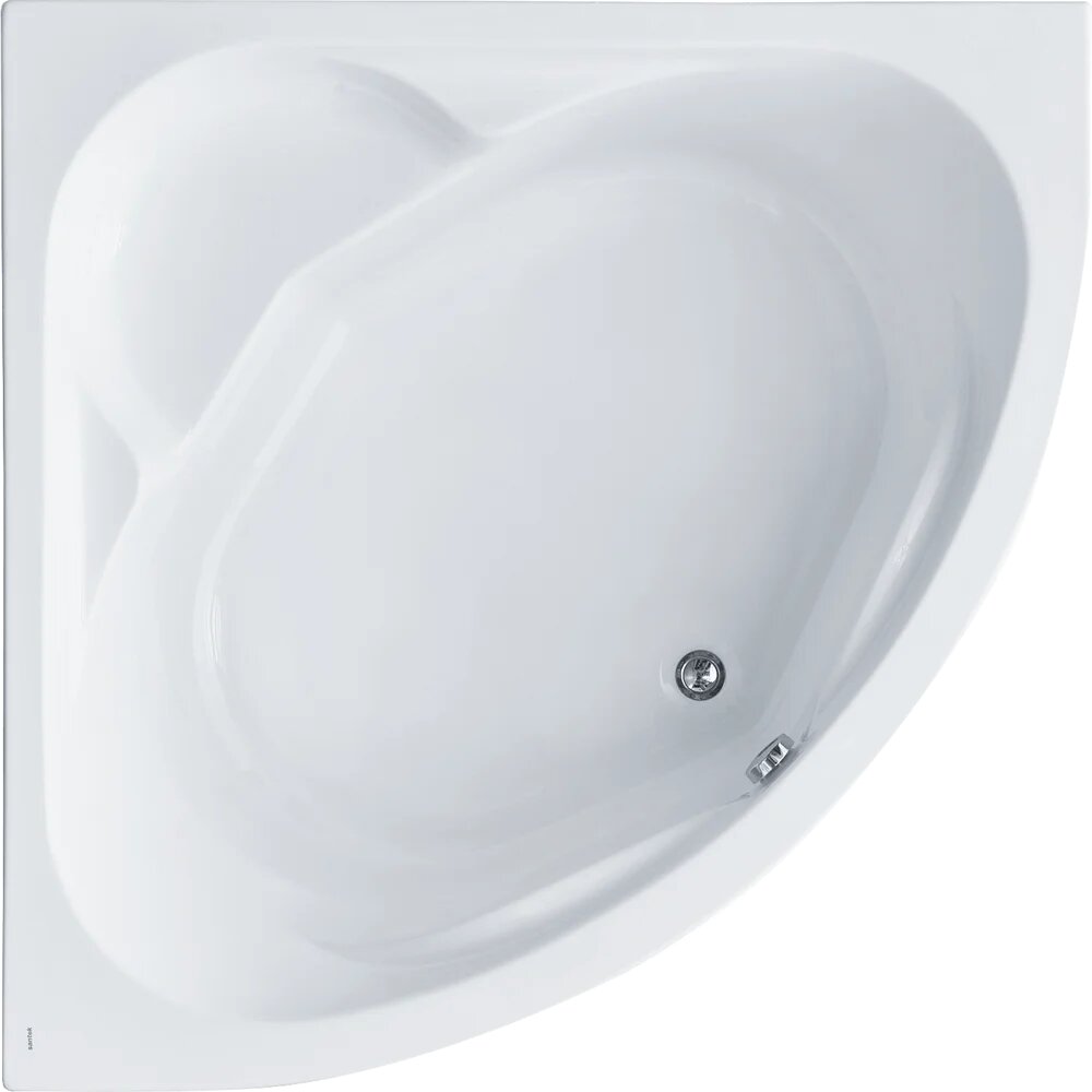 Акриловая ванна Santek Карибы 140x140, с каркасом, угловая, пристенная, белая, глянцевая, четверть круга, с сиденьем, с подлокотниками