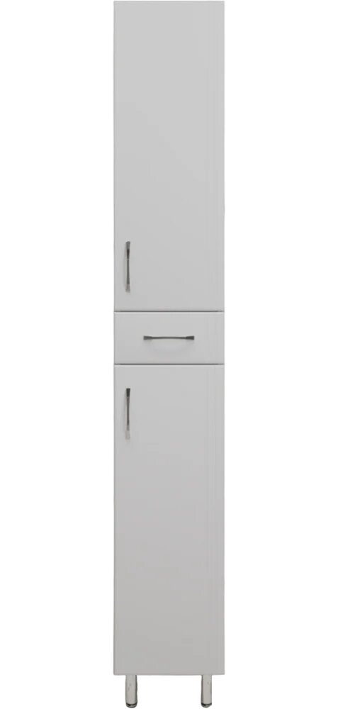 Шкаф-пенал для ванной Style Line Эко Стандарт 30 с бельевой корзиной, 30 см, белый, глянцевый, с ящиком, с дверками, из МДФ, фурнитура хром