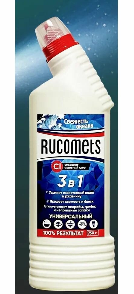 Средство для чистки унитаза и ванной Rucomets чистящий гель 750мл.