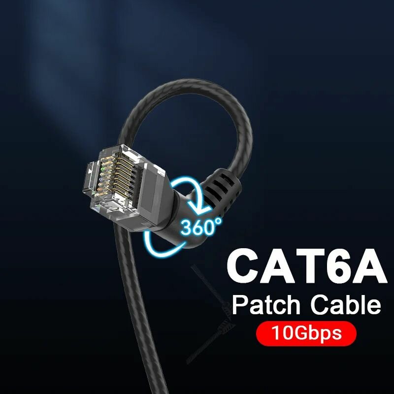 Кабель Ethernet CAT6A 10 Гбит/с, поворот на 90/360 градусов, тонкий сетевой кабель LAN CAT 6A для ПК, PS4, маршрутизатора, кабель RJ45