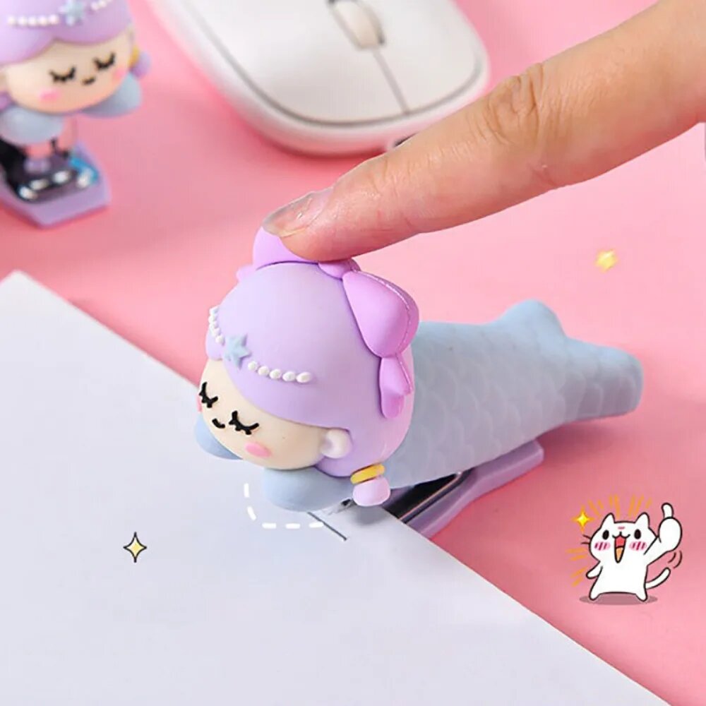 Металлический портативный степлер Cartoon 10# Purple Mermaid
