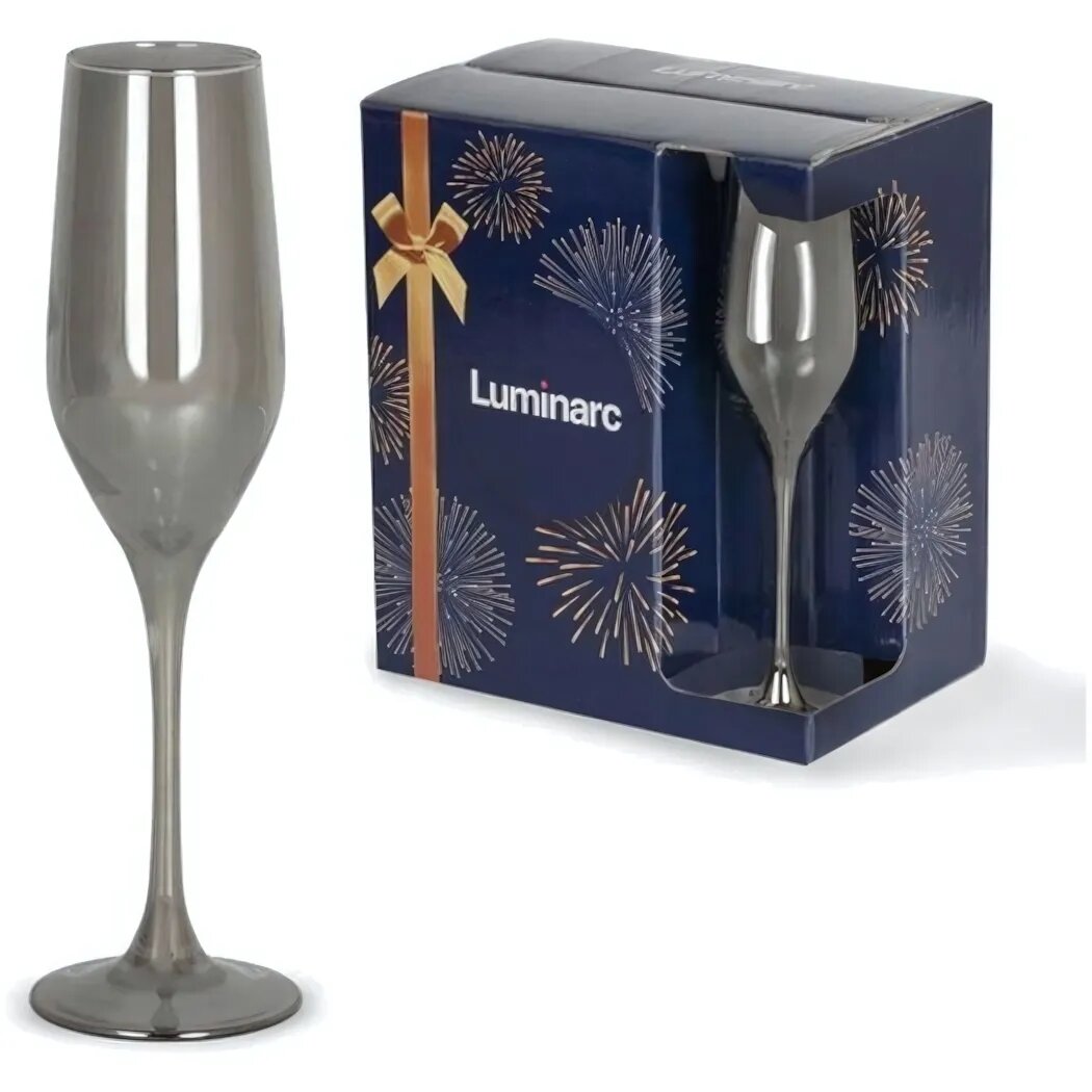 Набор бокалов для шампанского 6шт 160мл «Селест», сияющий графит, элегантный дизайн