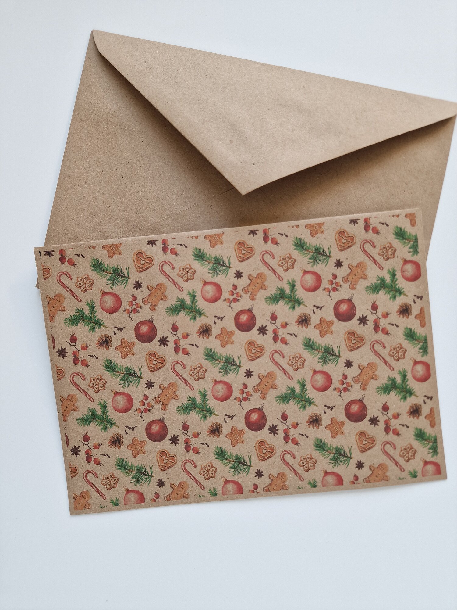 Набор Крафтовых конвертов, 10 шт, С5, с принтом "Новый год"