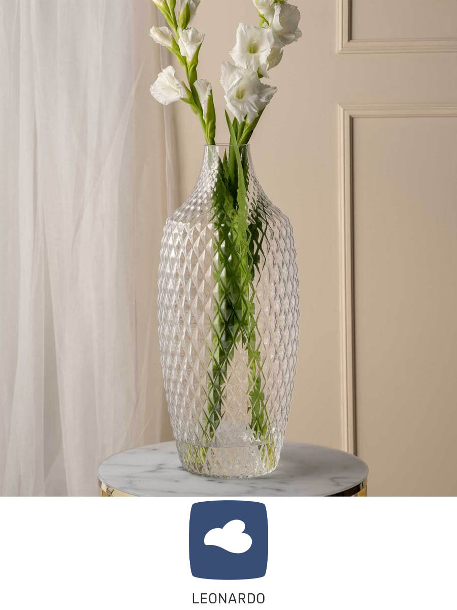 Ваза Leonardo Poesia 60 см, ручная работа, прозрачная, стекло