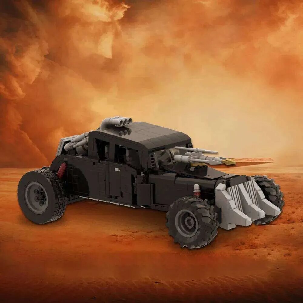 MOC Mad Max раздражаемая черная колесница 836 деталей
