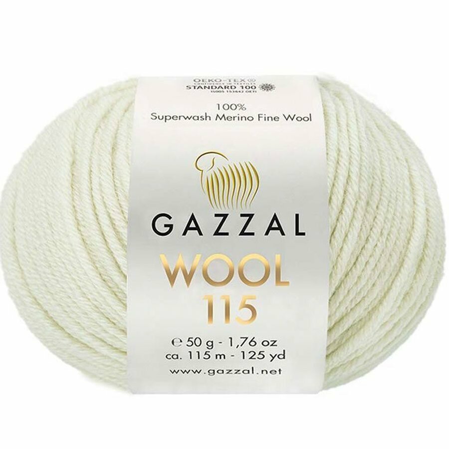 Пряжа Gazzal WOOL 115 3301 кремовый (5 мотков)