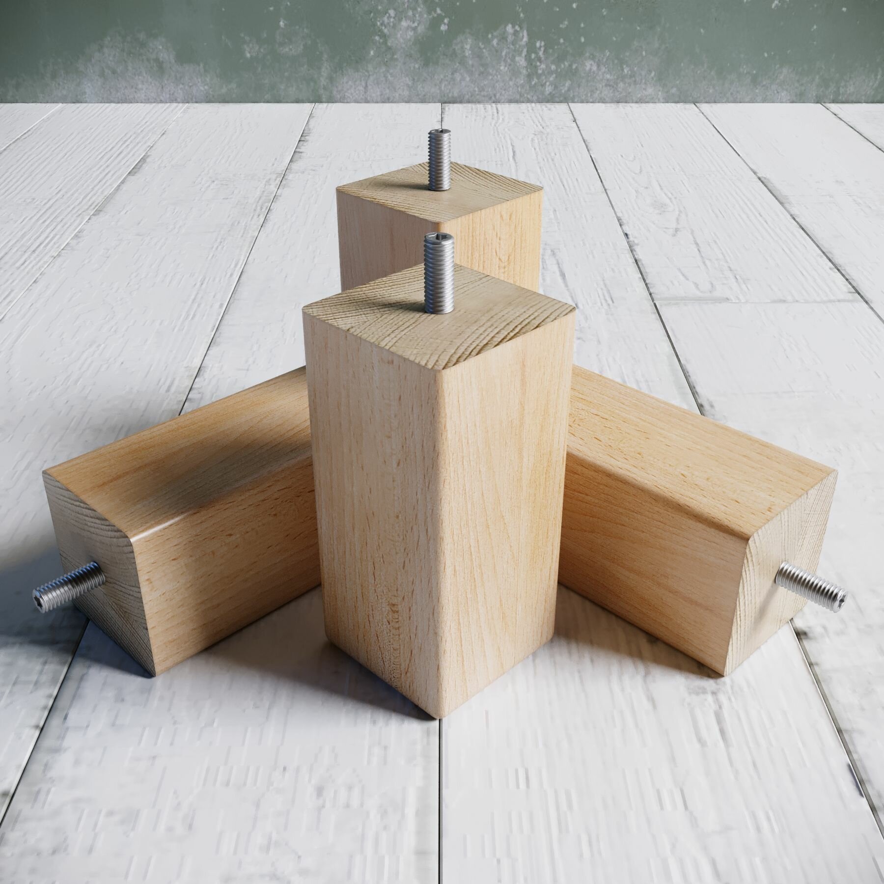 Ножки для мебели деревянные. 4 шт. Бук. 12 см. Крепеж в комплекте. М8