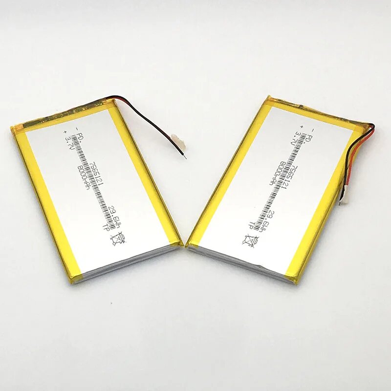 3,7 в литий-полимерный 8000 мАч 7565121 7566121 мягкий Аккумулятор для внешнего аккумулятора Bluetooth Динамики планшета DVD аккумулятор