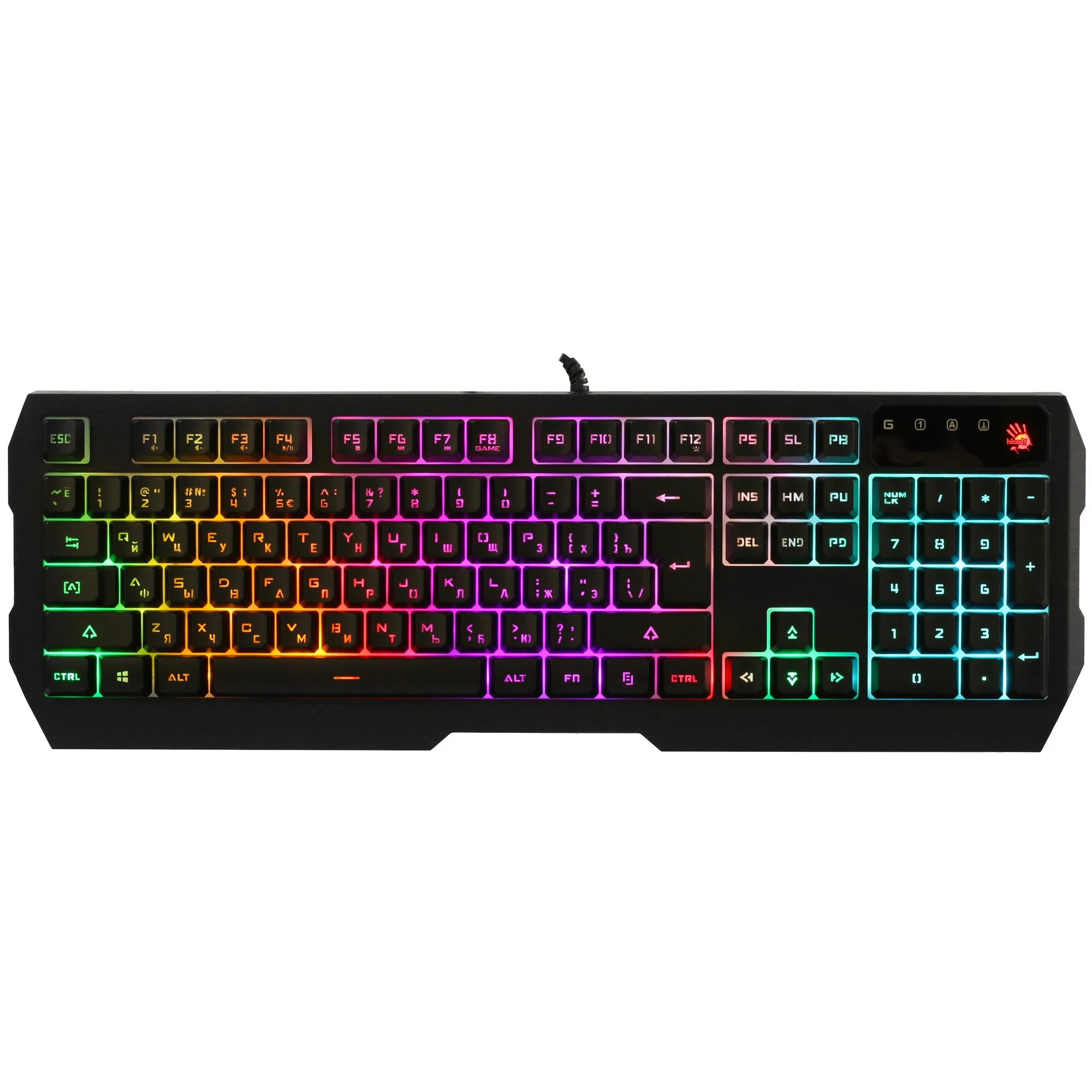 Клавиатура A4Tech Bloody B140N, игровая, мембранная, пластик, интерфейс подключения - USB-A, подсветка, кириллица