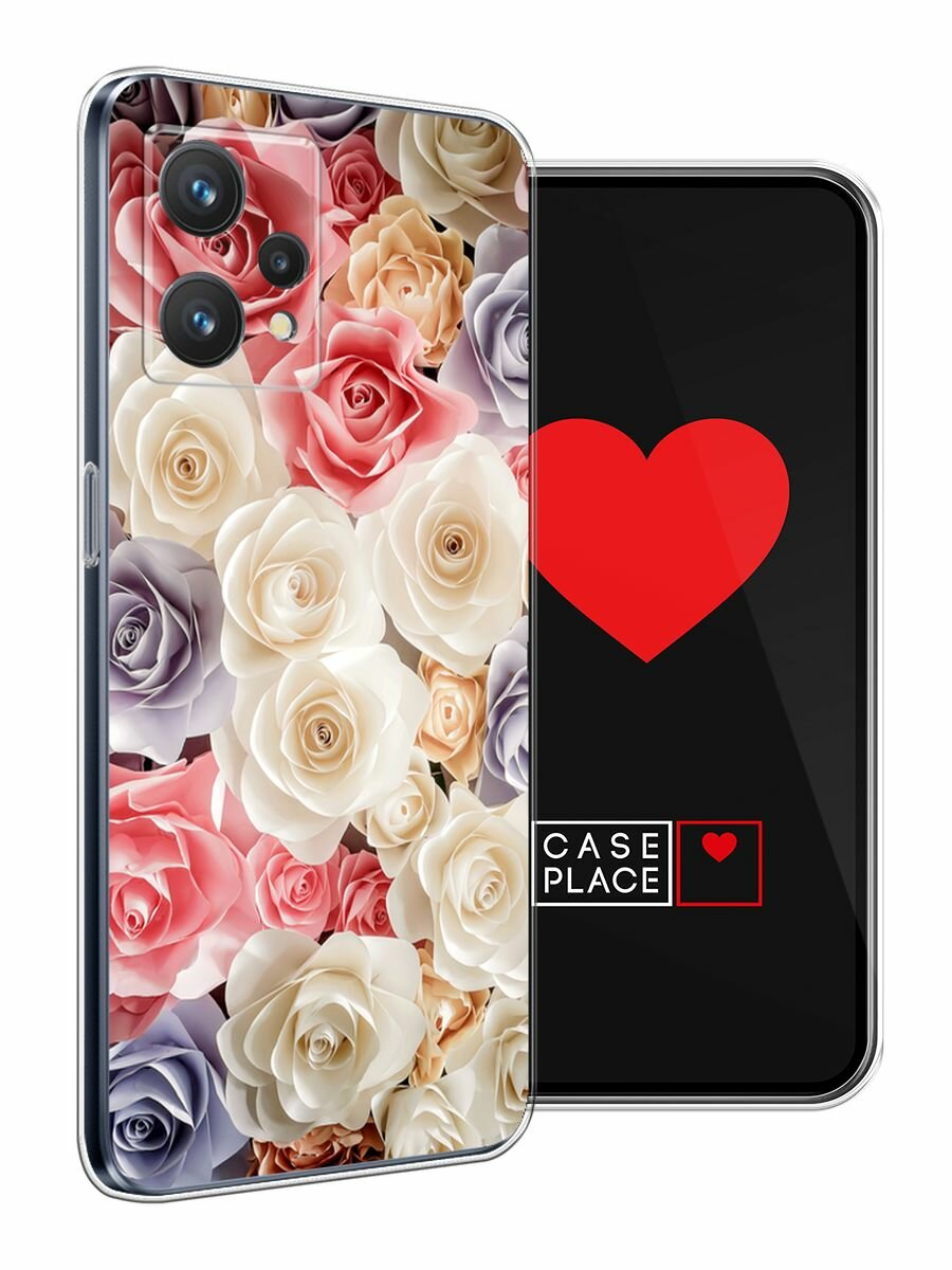 Чехол на Realme 9 4G/9 Pro Plus / Реалми 9 4G/9 Pro Plus с принтом "Пастельные розы" — фото 1