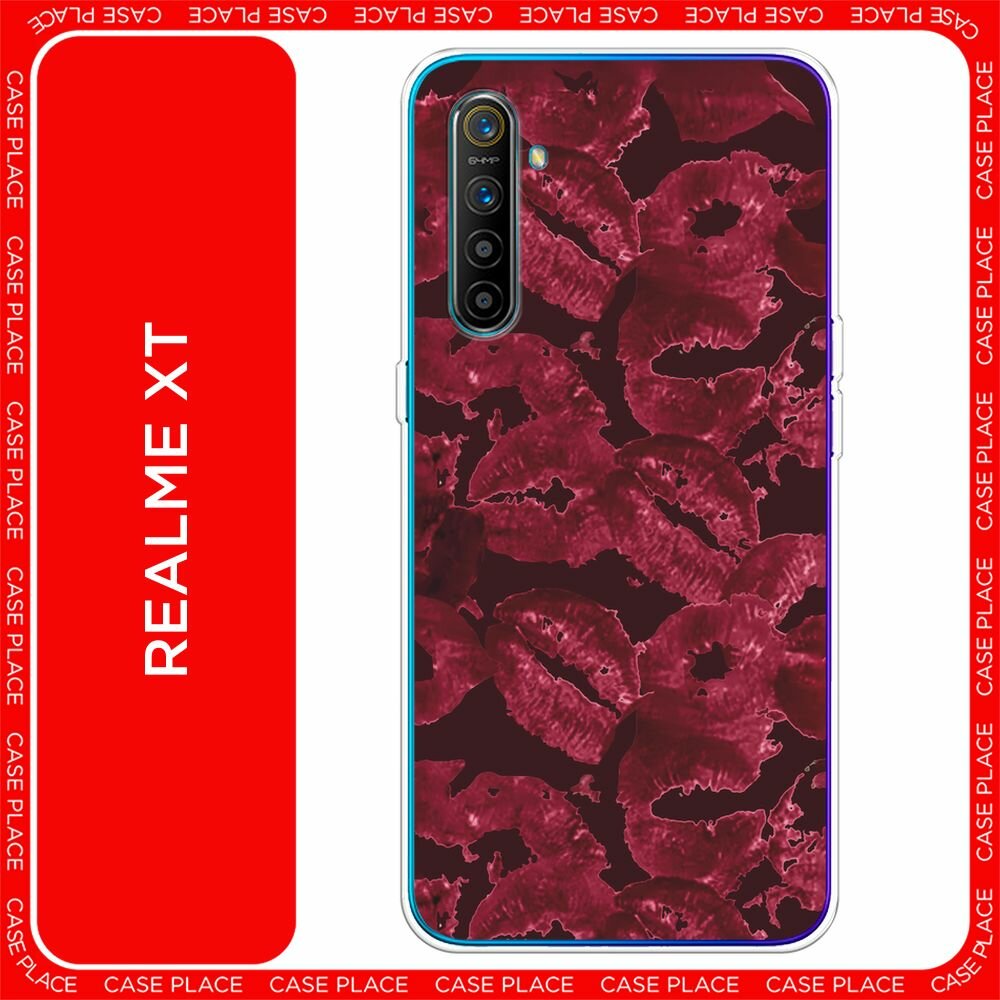 Силиконовый чехол на Realme XT / Реалми XT с принтом Помада паттерн 1