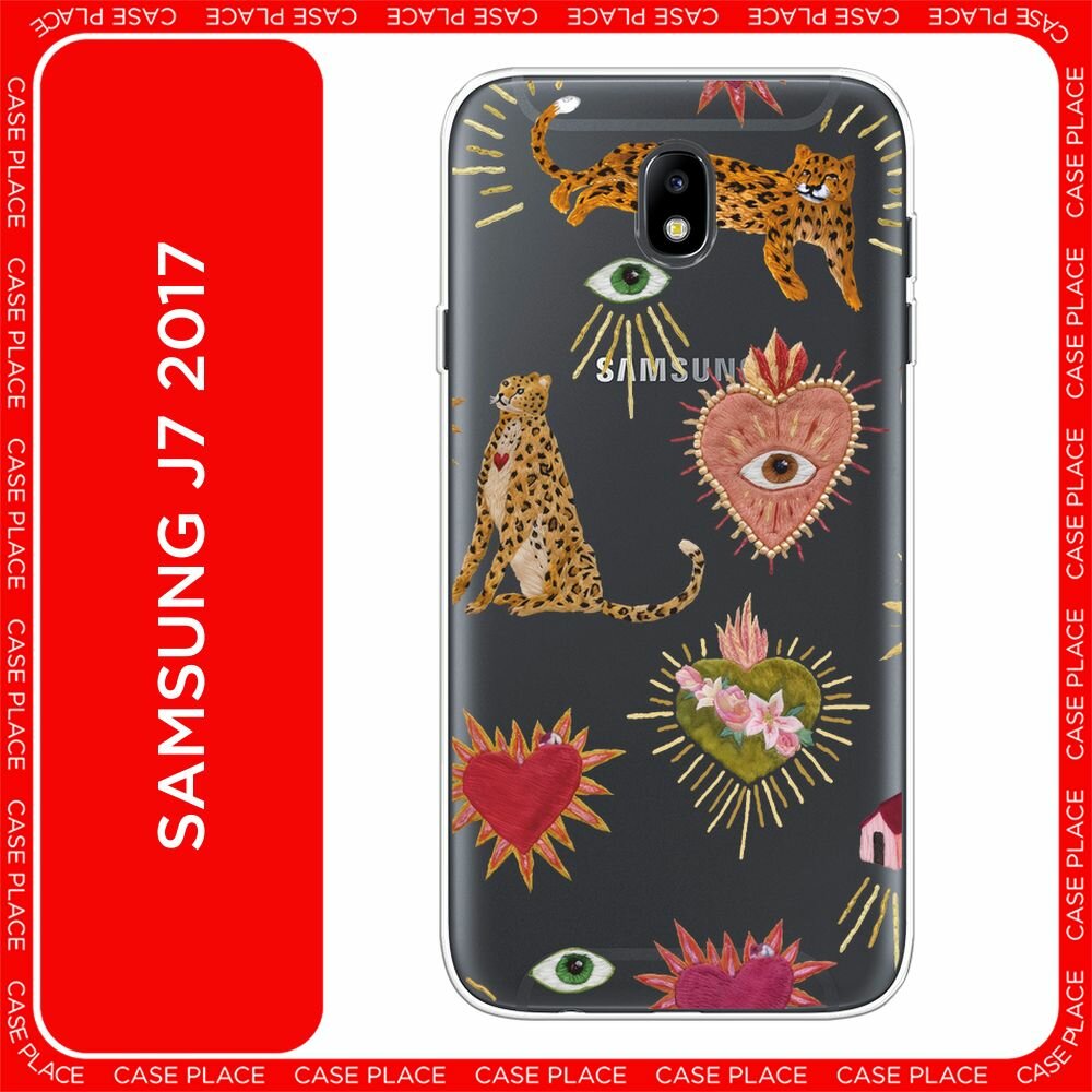 Чехол на Samsung Galaxy J7 2017 / Самсунг Галакси Джей 7 2017 с принтом "Сюрреализм паттерн", прозрачный