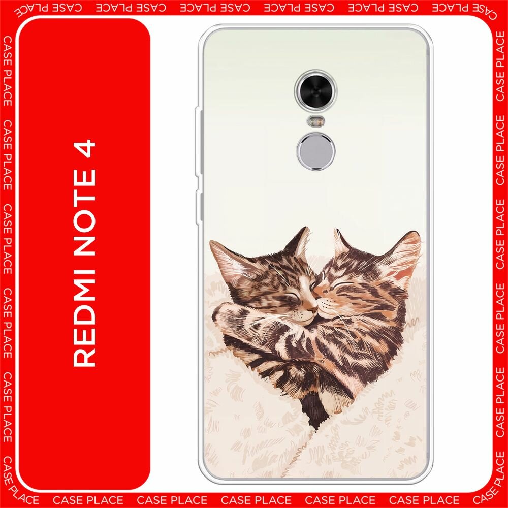 Чехол на Xiaomi Redmi Note 4 (MediaTek) / Сяоми Редми Ноут 4 (MediaTek) с принтом "Влюбленные котейки - 14 февраля"