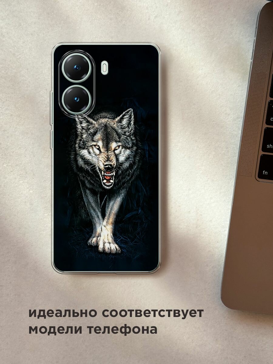 Чехол на Poco X7 Pro / Поко X7 Про с принтом "Злобный волк из ночи" — фото 1