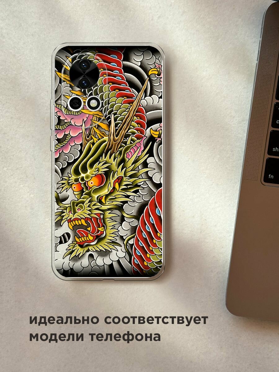 Чехол на Huawei Nova 12/Nova13 / Хуавей Нова 12/Нова 13 с принтом "Японский дракон" — фото 1