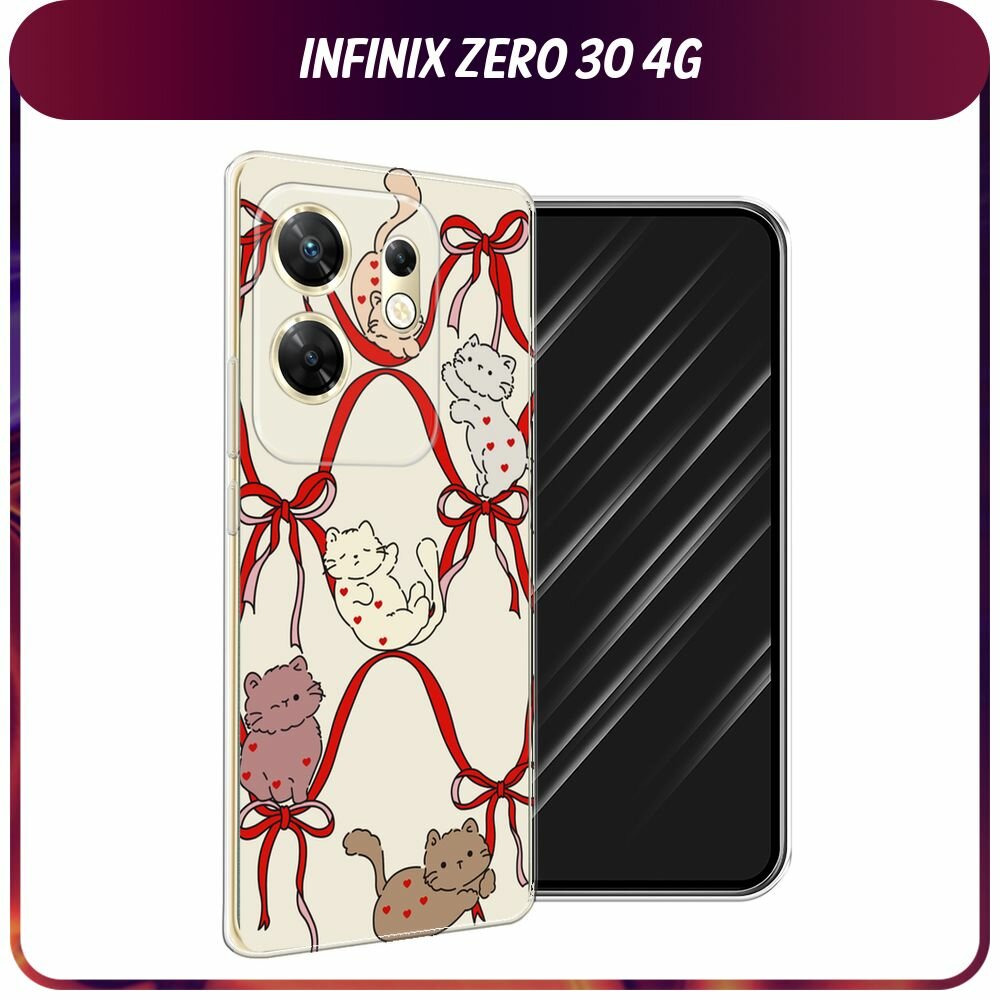 Чехол на Infinix Zero 30 4G / Инфиникс Зеро 30 4G с принтом "Котики в ленточках 1"