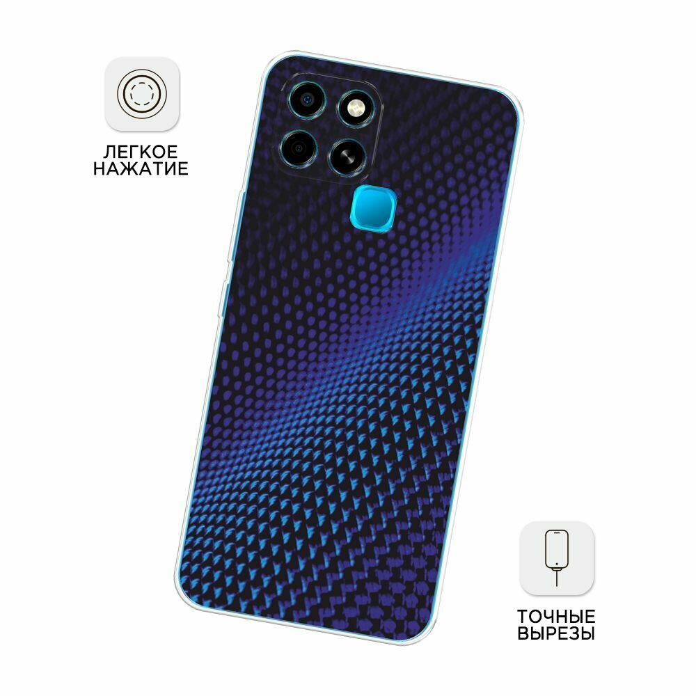 Чехол на Infinix Smart 6 / Инфиникс Смарт 6 с принтом "Синий карбон" — фото 1
