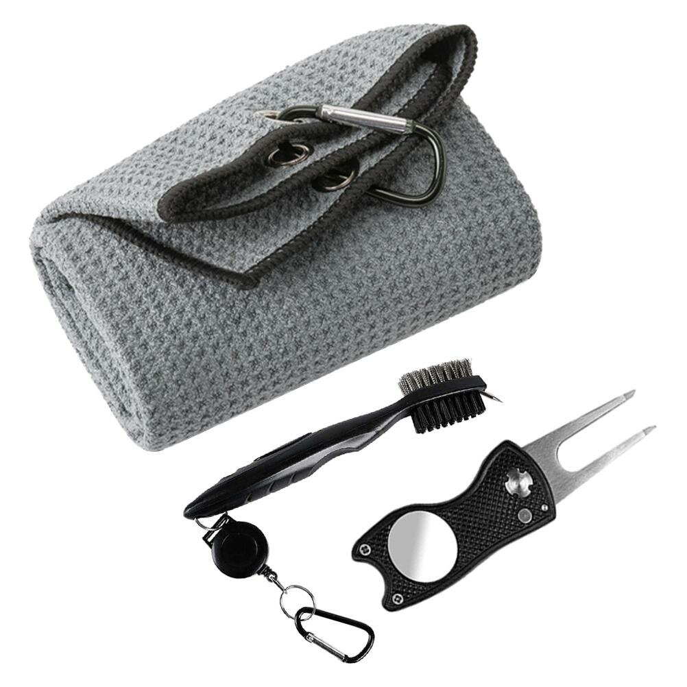 3Pcs Towel and Club Cleaning Brush Kit Divot Repair Tool with Ball Marker er Set Accessories