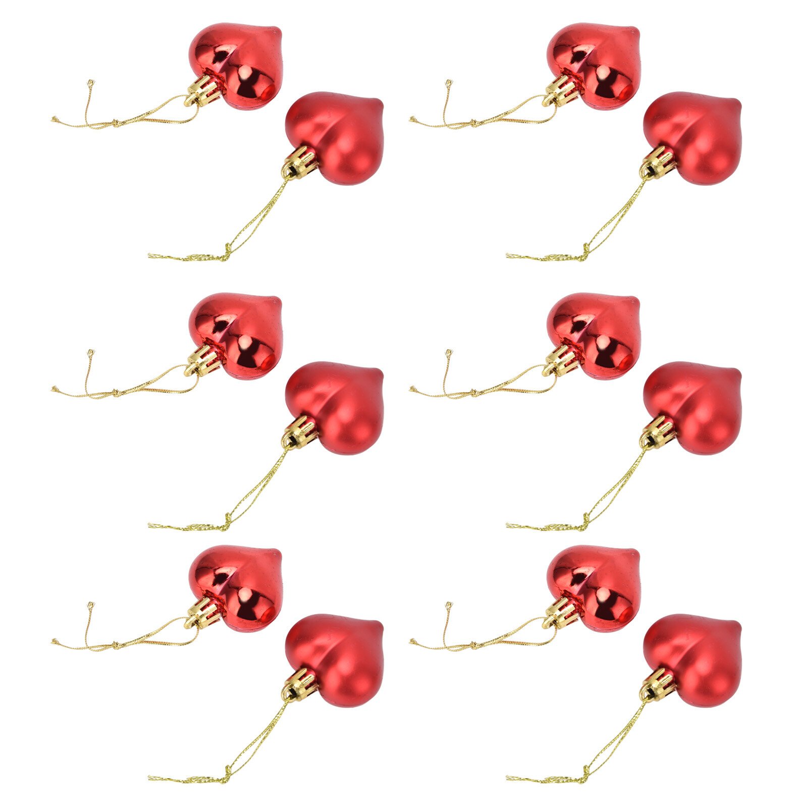 12 шт. Рождественские украшения в форме сердца для ёлки, PVC, красные, для Дня святого Валентина и вечеринок