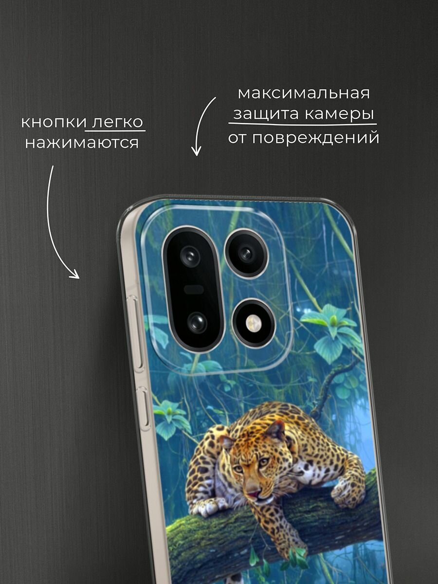 Силиконовый чехол на OnePlus 15 / Ван Плас 15 с принтом Леопард охотник — фото 1