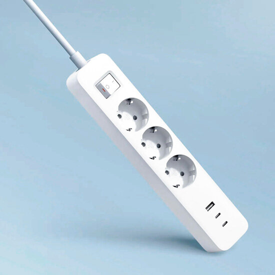 Сетевой фильтр/удлинитель Xiaomi 20W Power Strip (2C1A) EU (BHR07UKEU), 1,4м, белый